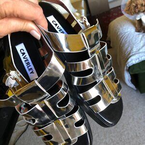 Anthropologie/Caverley | Shoes | Caverley Omar Sandal In Silver Mirror ...